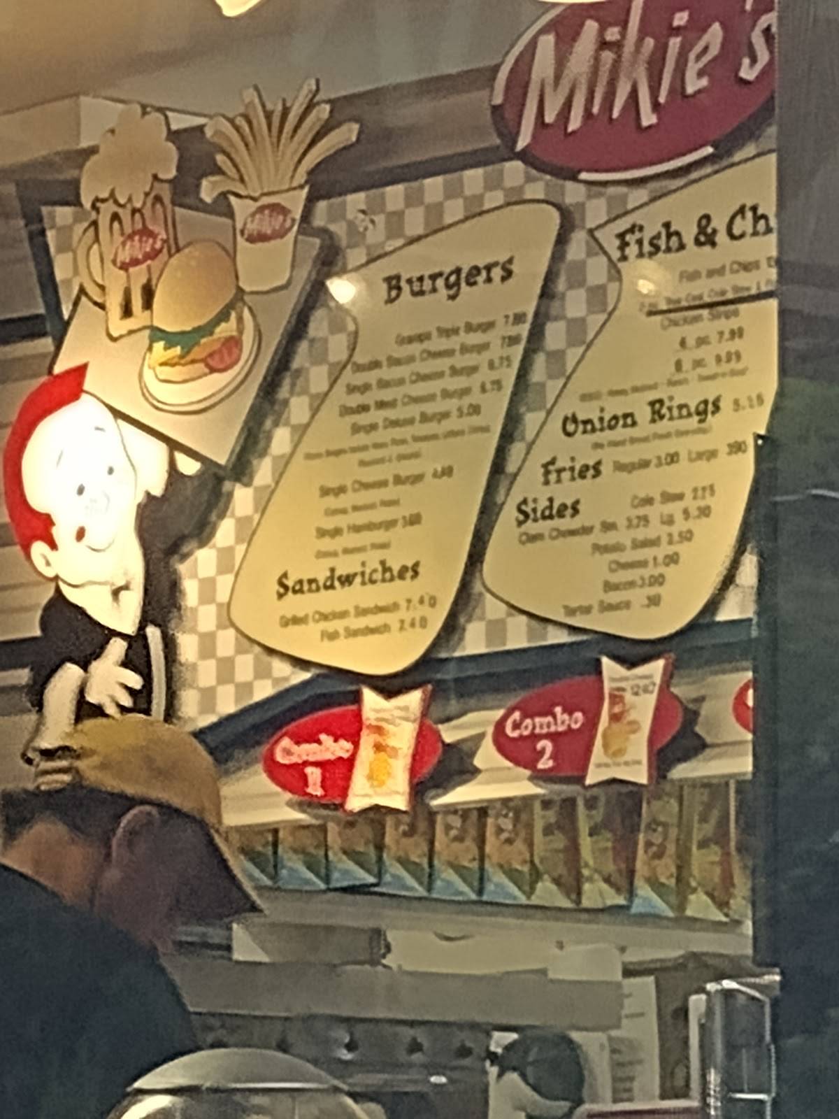 Menu at Mikie's restaurant, Everett