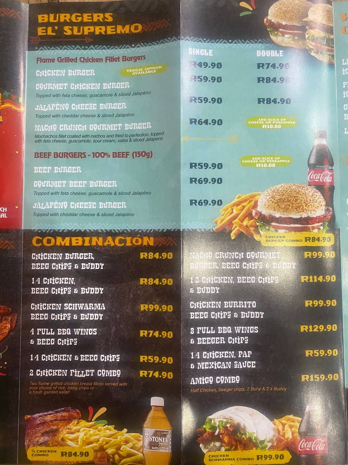 Menu at Mochachos Karaglen restaurant, Johannesburg, Karaglen Mall