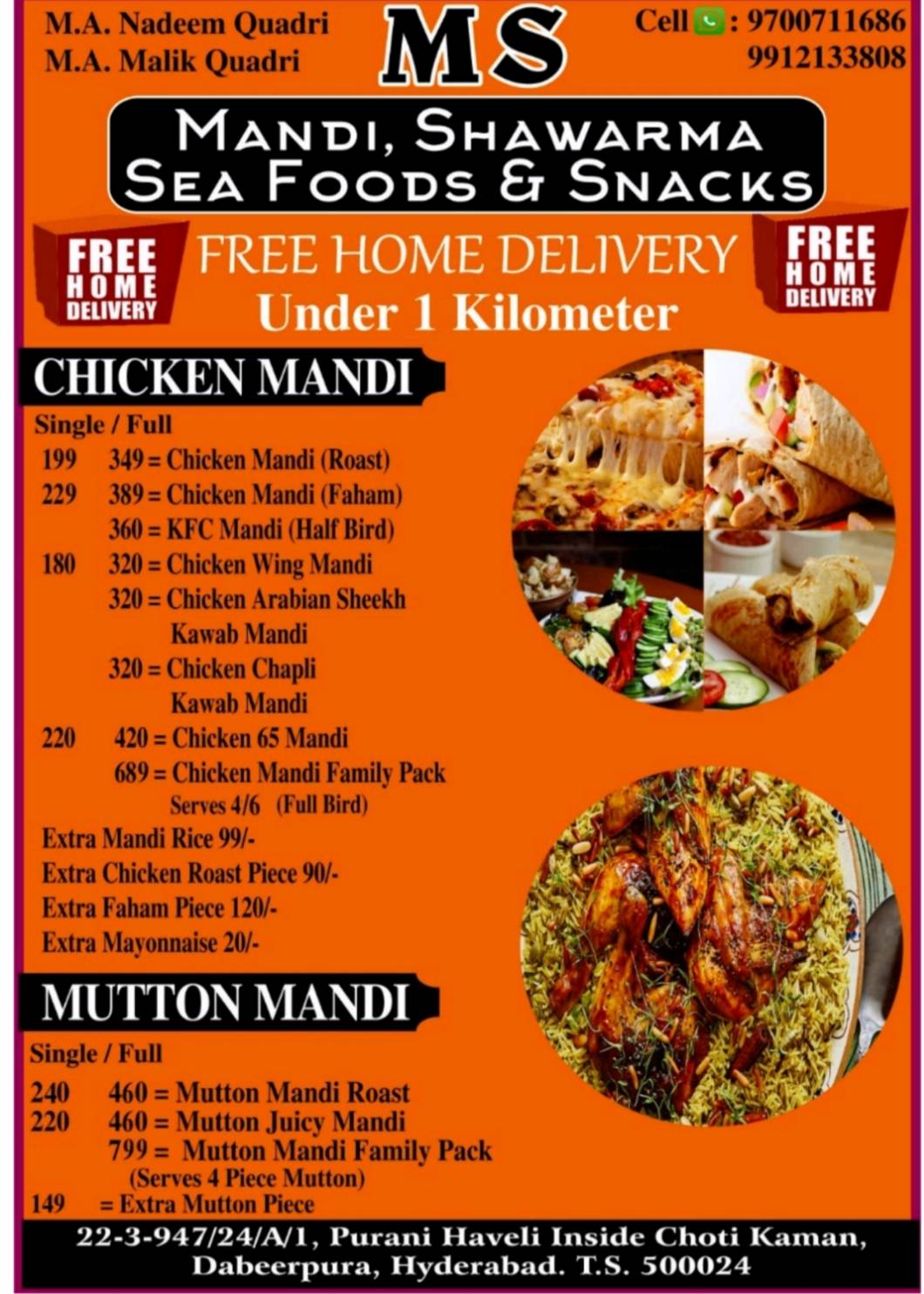 Menu at M.S Mandi & Shawarma, Hyderabad