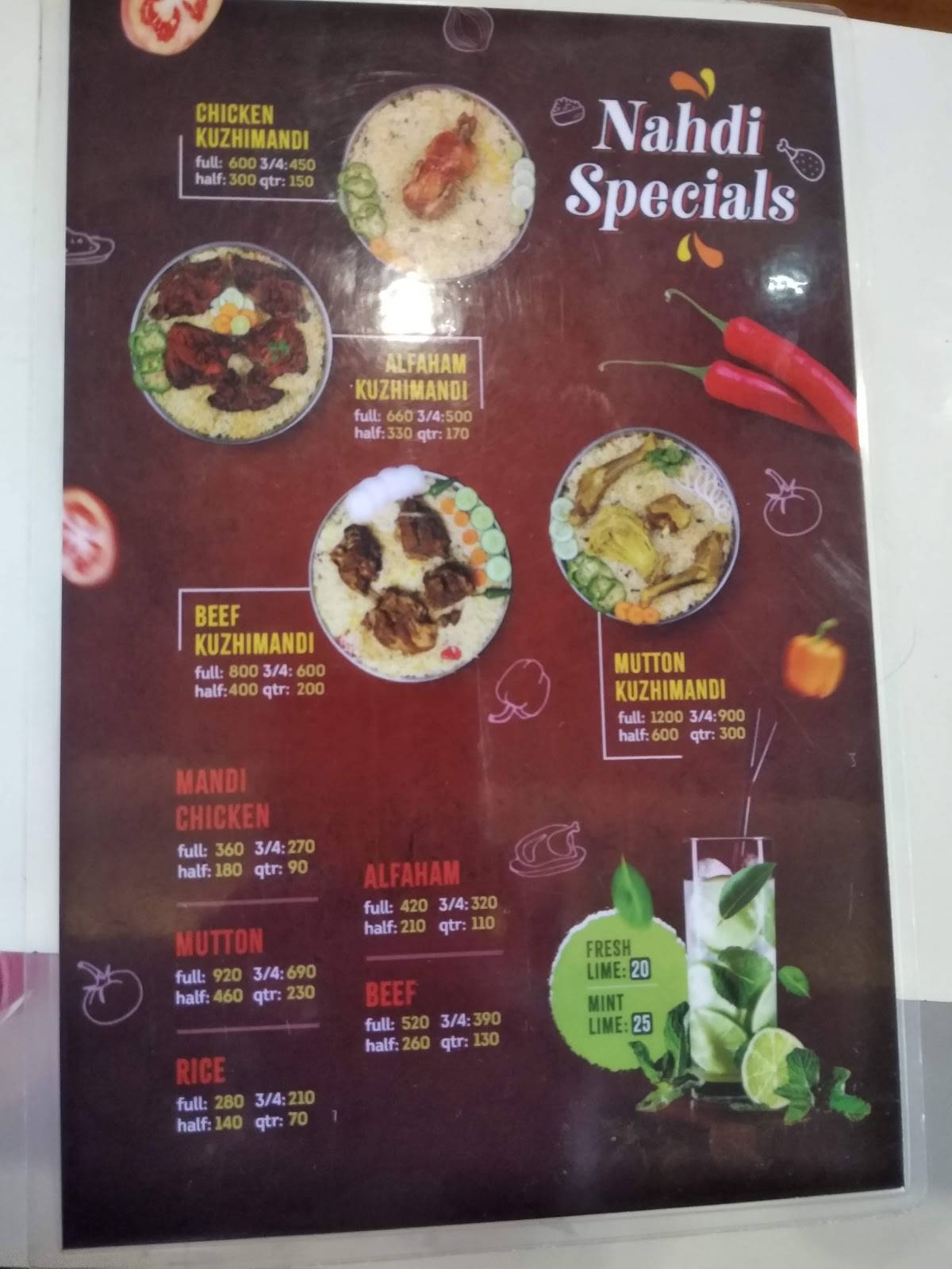 Menu at Nahdi Mandi Restaurant Thrissur, Thrissur