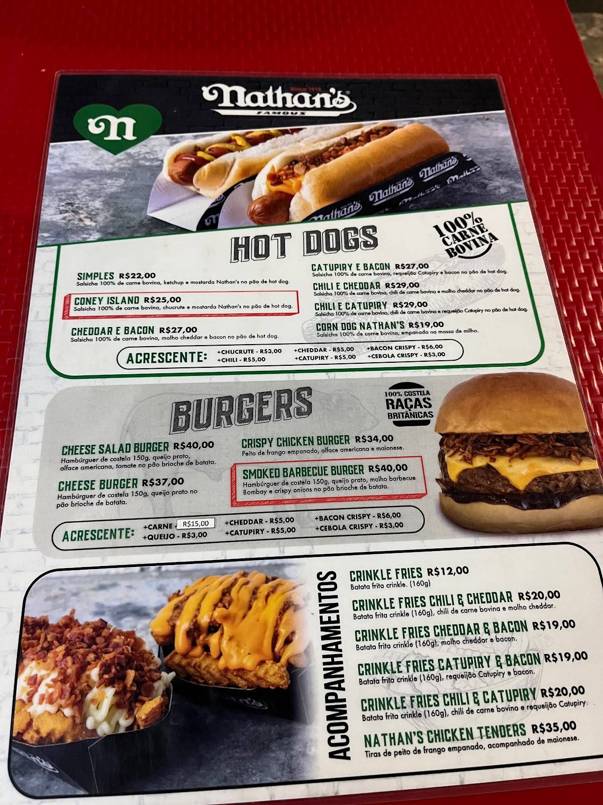Menu em Nathan's Famous BH restaurante, Belo Horizonte