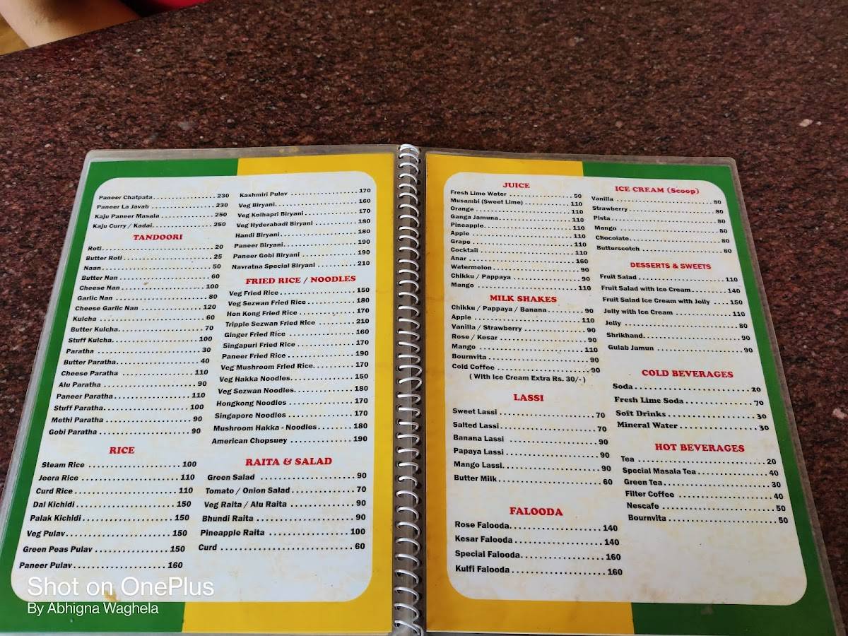 Menu at Navratna Udupi Pure Veg Family Restaurant, Morjim