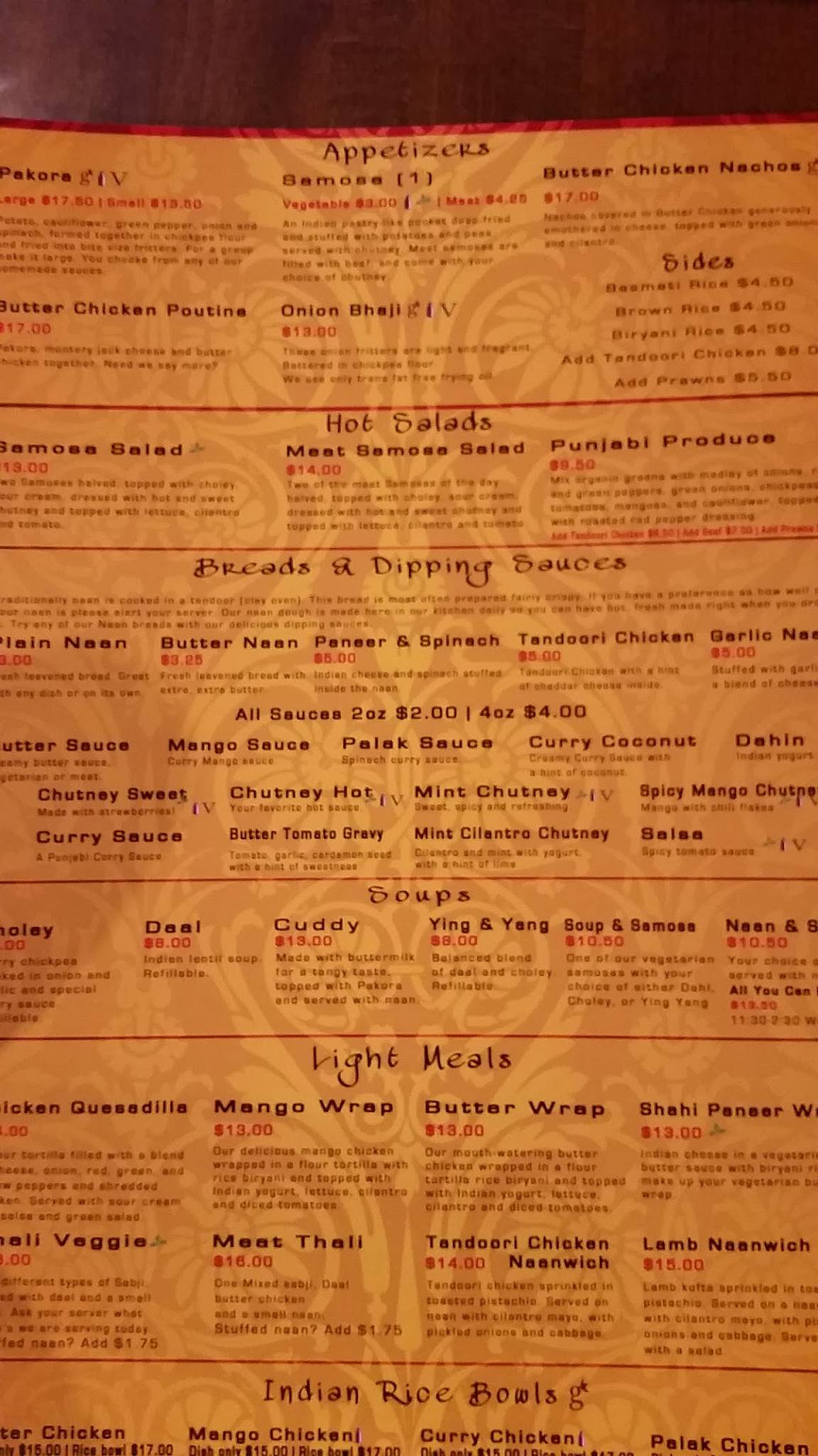 Menu at Northern Dhaba Hot House restaurant, Terrace