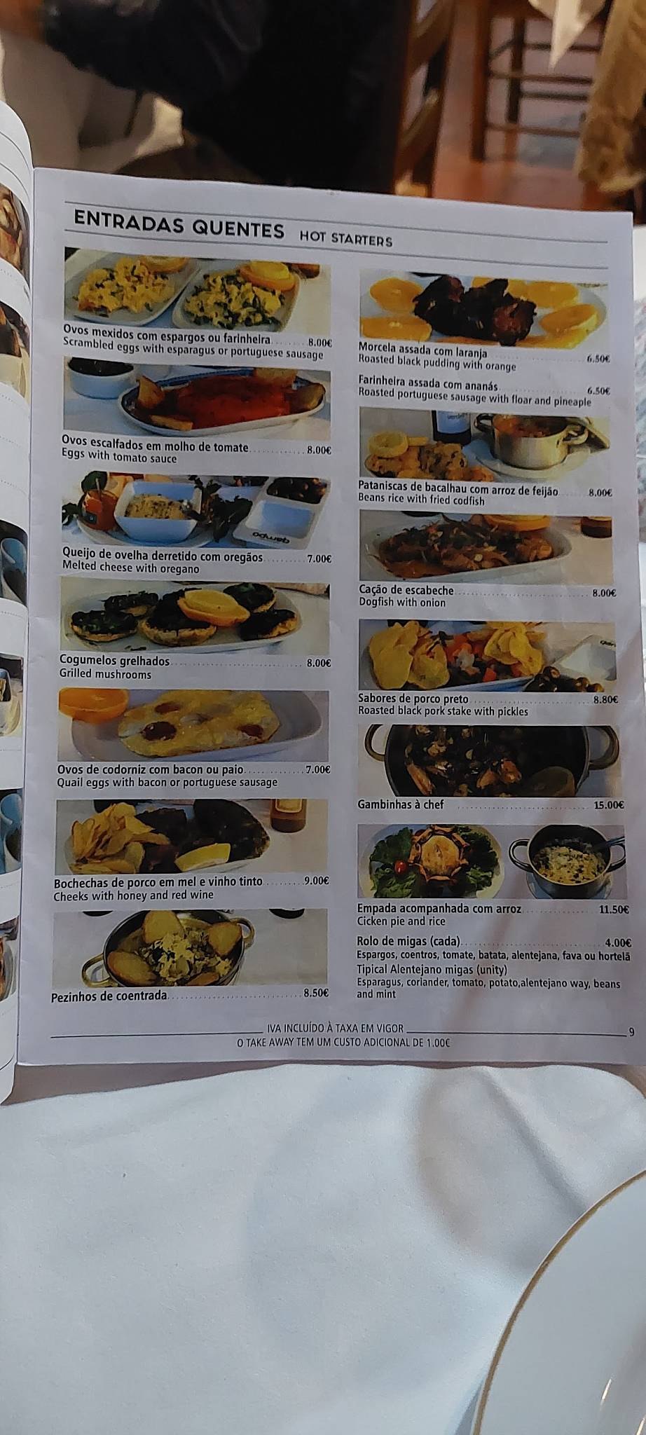Menu at O Alpendre restaurant, Arraiolos