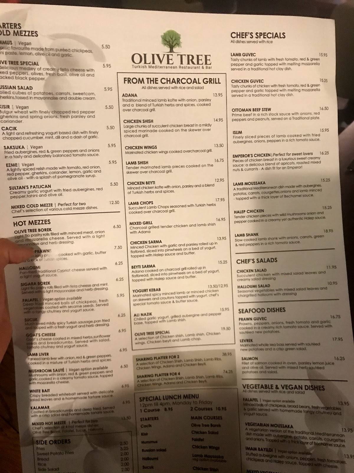 Menu at Olive Tree Turkish Mediterranean Restaurant and Bar, Milton Keynes