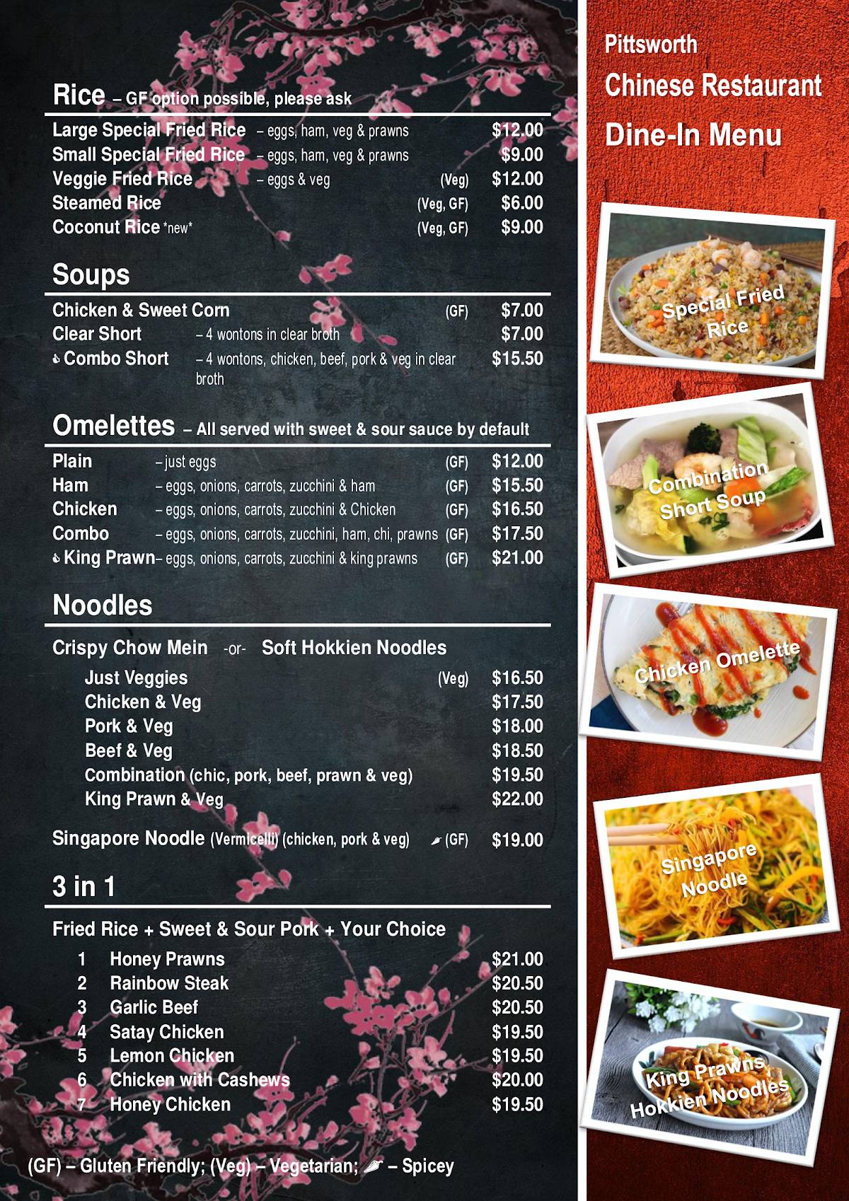 Menu at Pittsworth Chinese Restaurant, Pittsworth