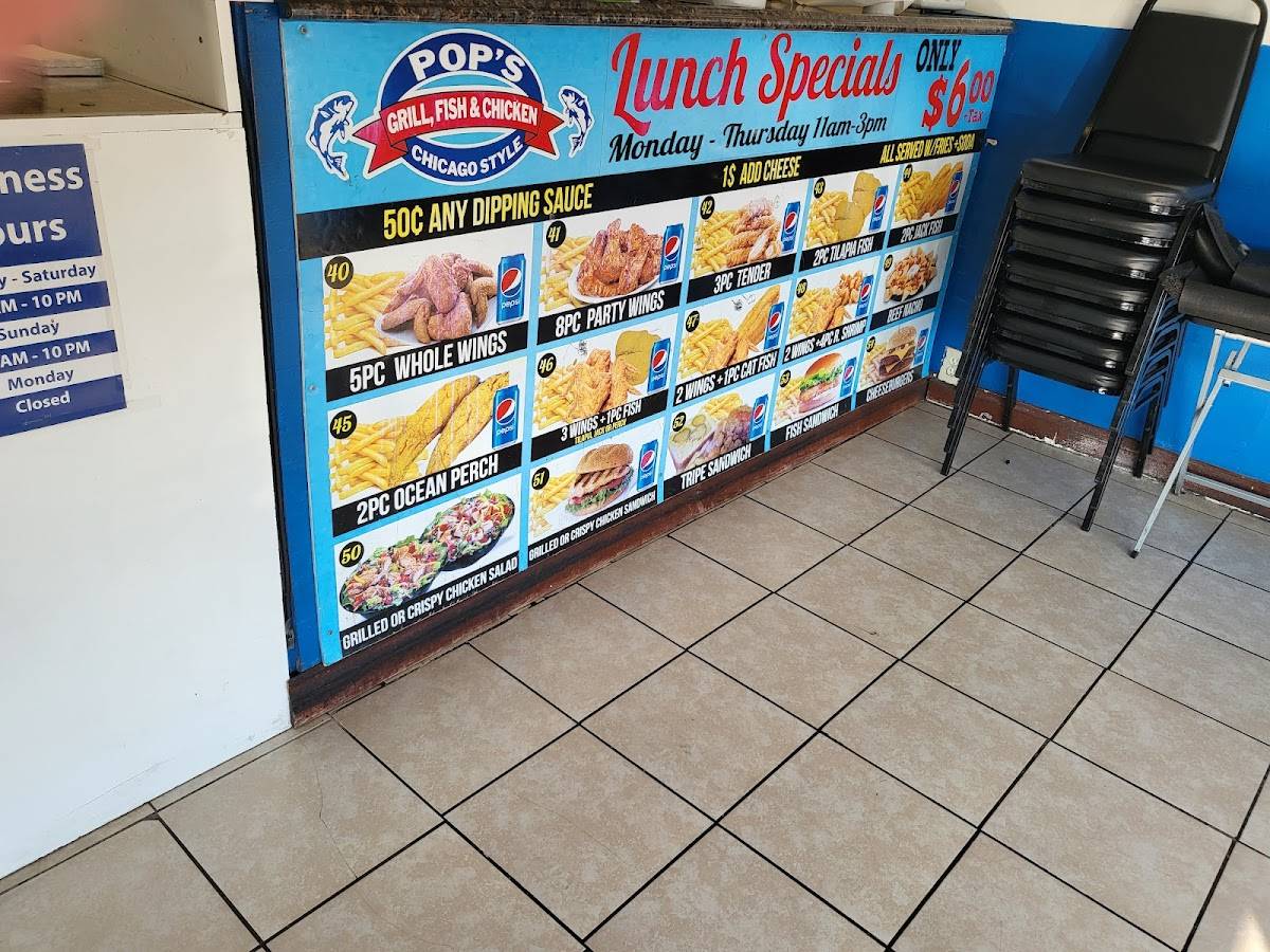 Menu at Pop's Grill, Fish & Chicken restaurant, Florissant