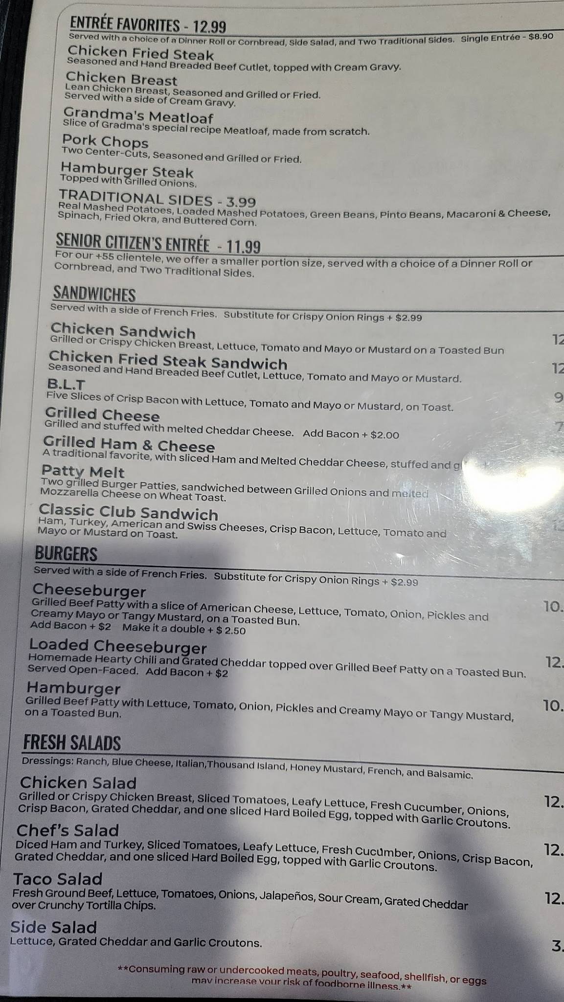 Menu at Real Texas Cafe, Euless