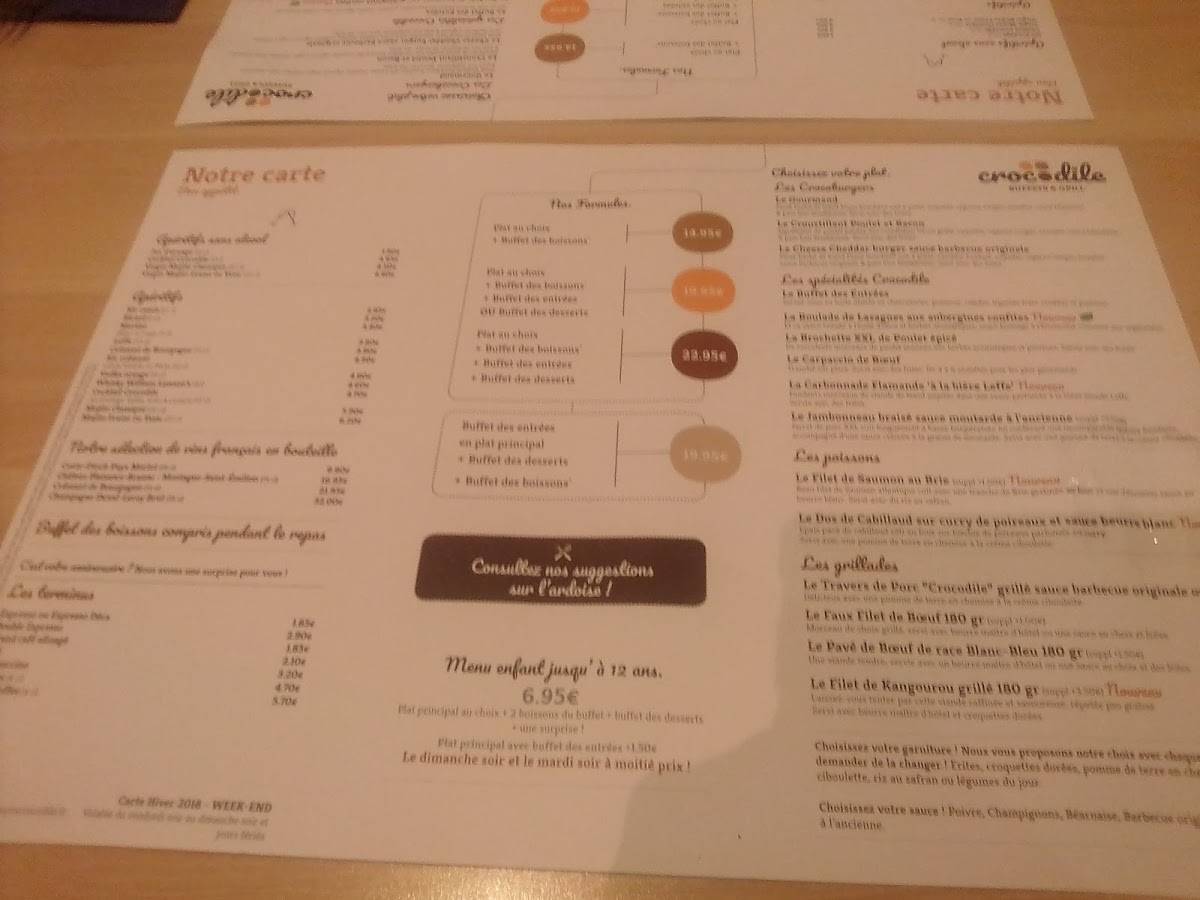 Menu au Restaurant Crocodile, Grande-Synthe