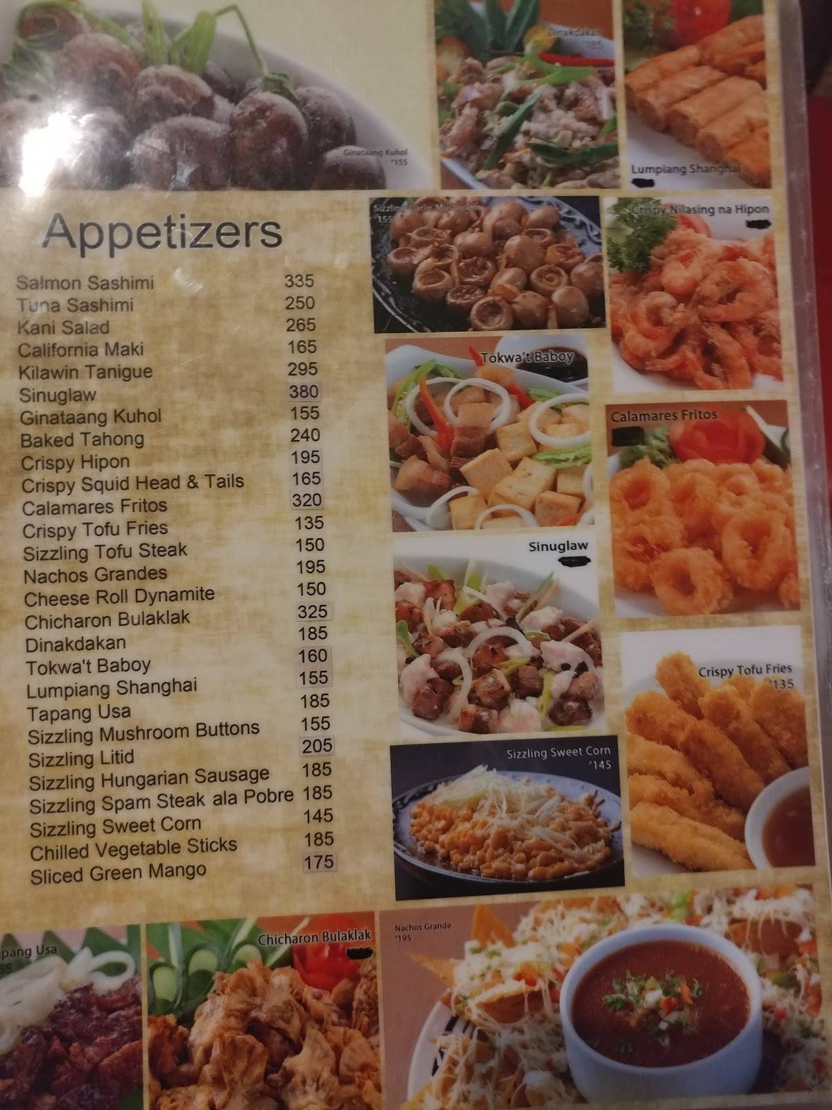 Menu at Sangkalan Restaurant, Quezon City, 37 Visayas Ave
