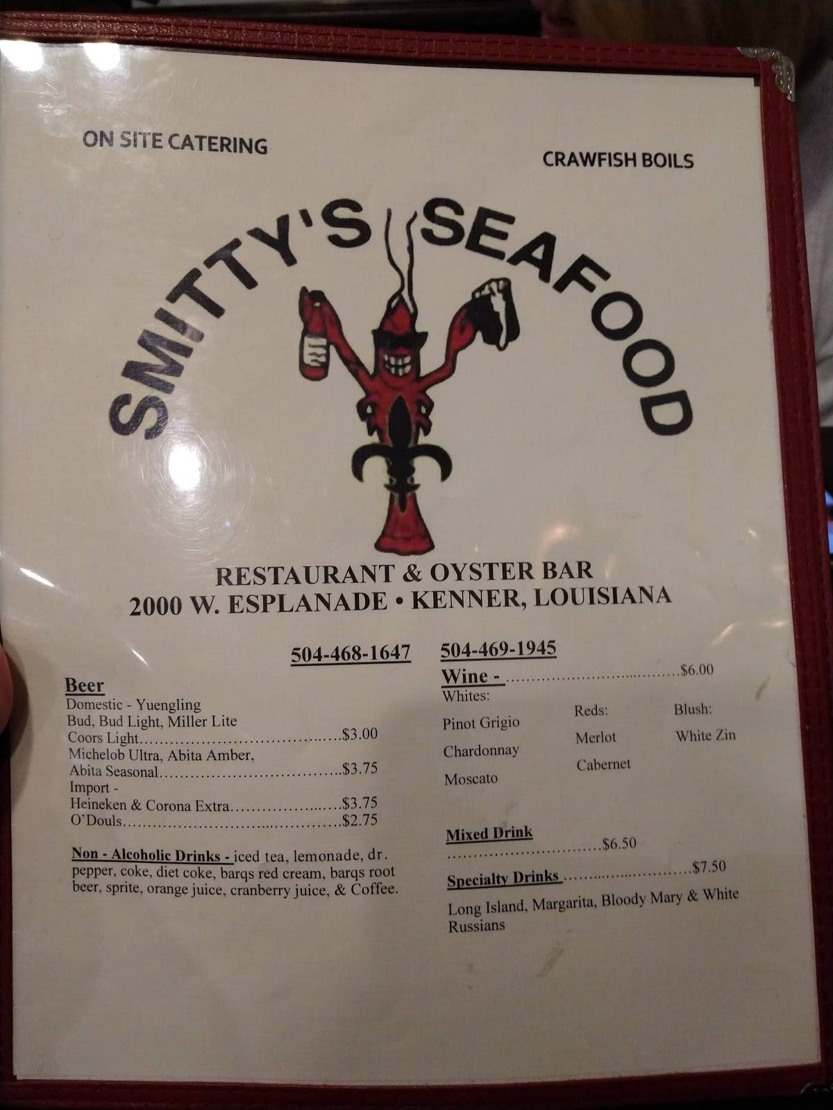 Menu at Smitty's Seafood restaurant, Kenner, W Esplanade Ave