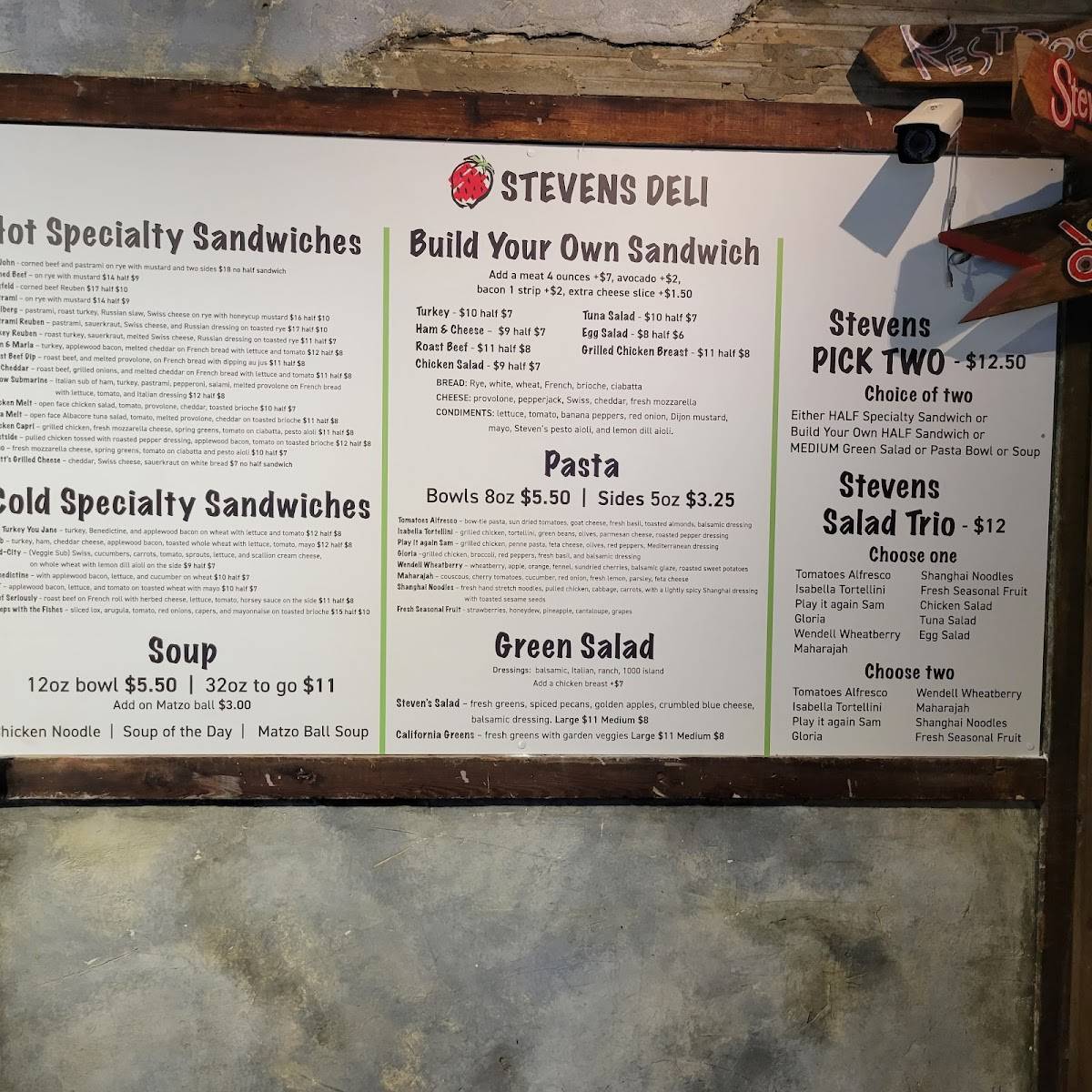Menu at Stevens Deli restaurant, Louisville
