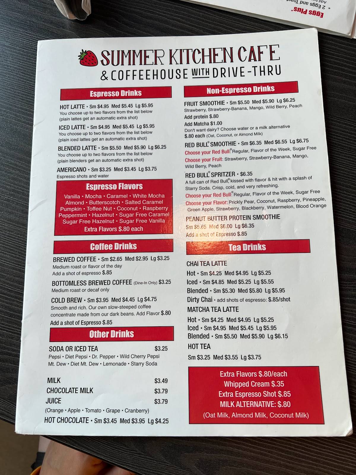 Menu at Summer Kitchen Cafe, La Vista, Giles Rd