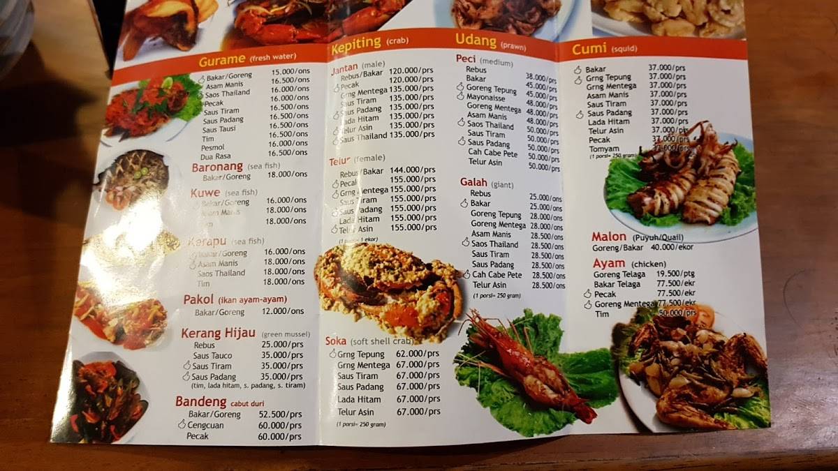 Menu at Telaga Seafood Modernland restaurant, Tangerang, Jl. Pulau ...