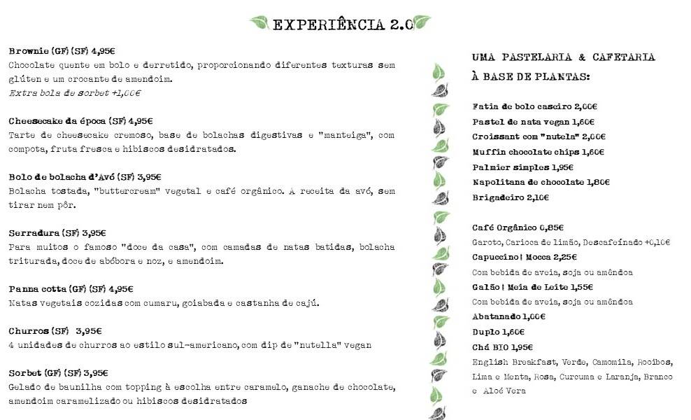 Menu at The Den - Uma experiência à base de plantas restaurant, Oeiras