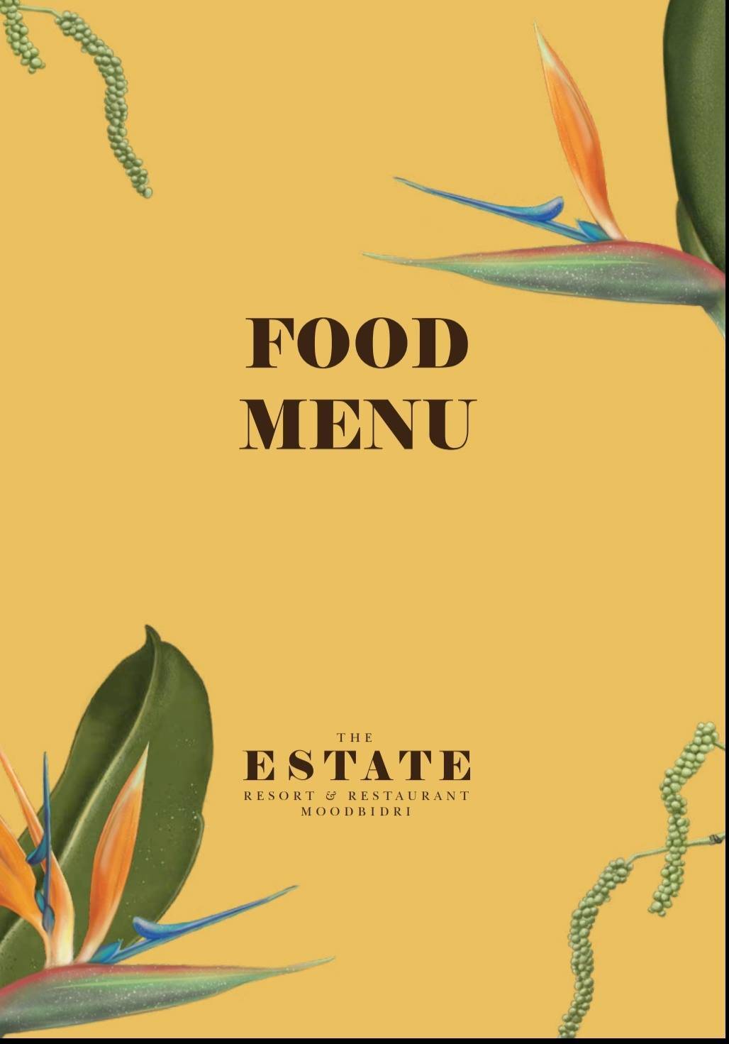 Menu at The Estate Resort, Moodbidri
