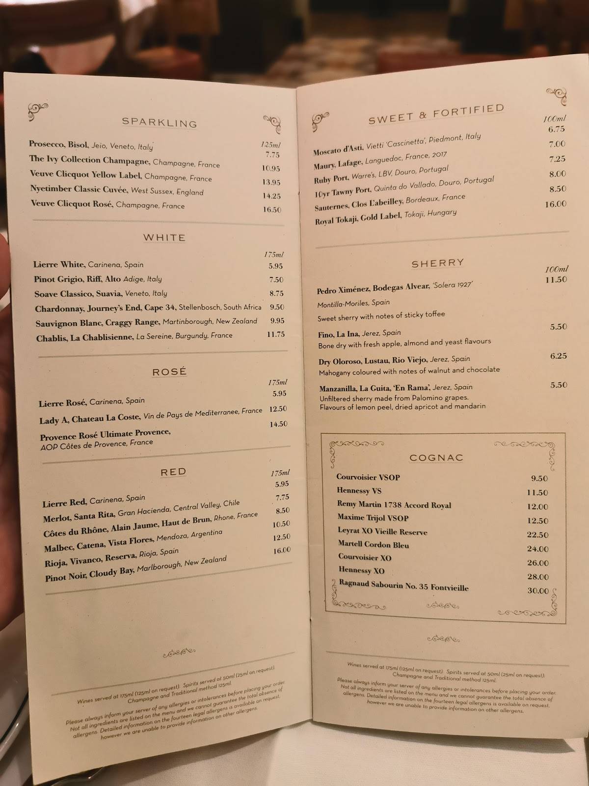 Menu at The Ivy Castle View restaurant, Guildford