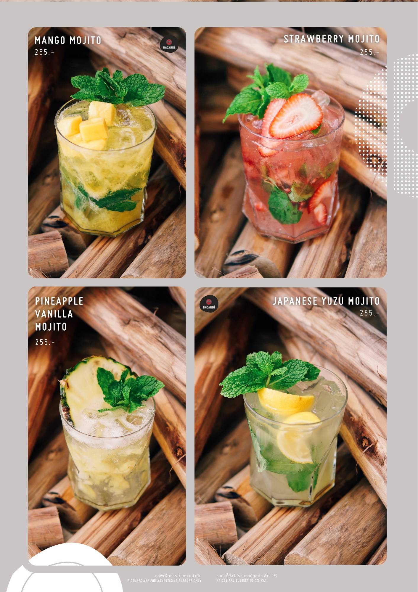 Menu at The Oxygen Beachfront Oasis restaurant, Pattaya City, 400/1098 ...