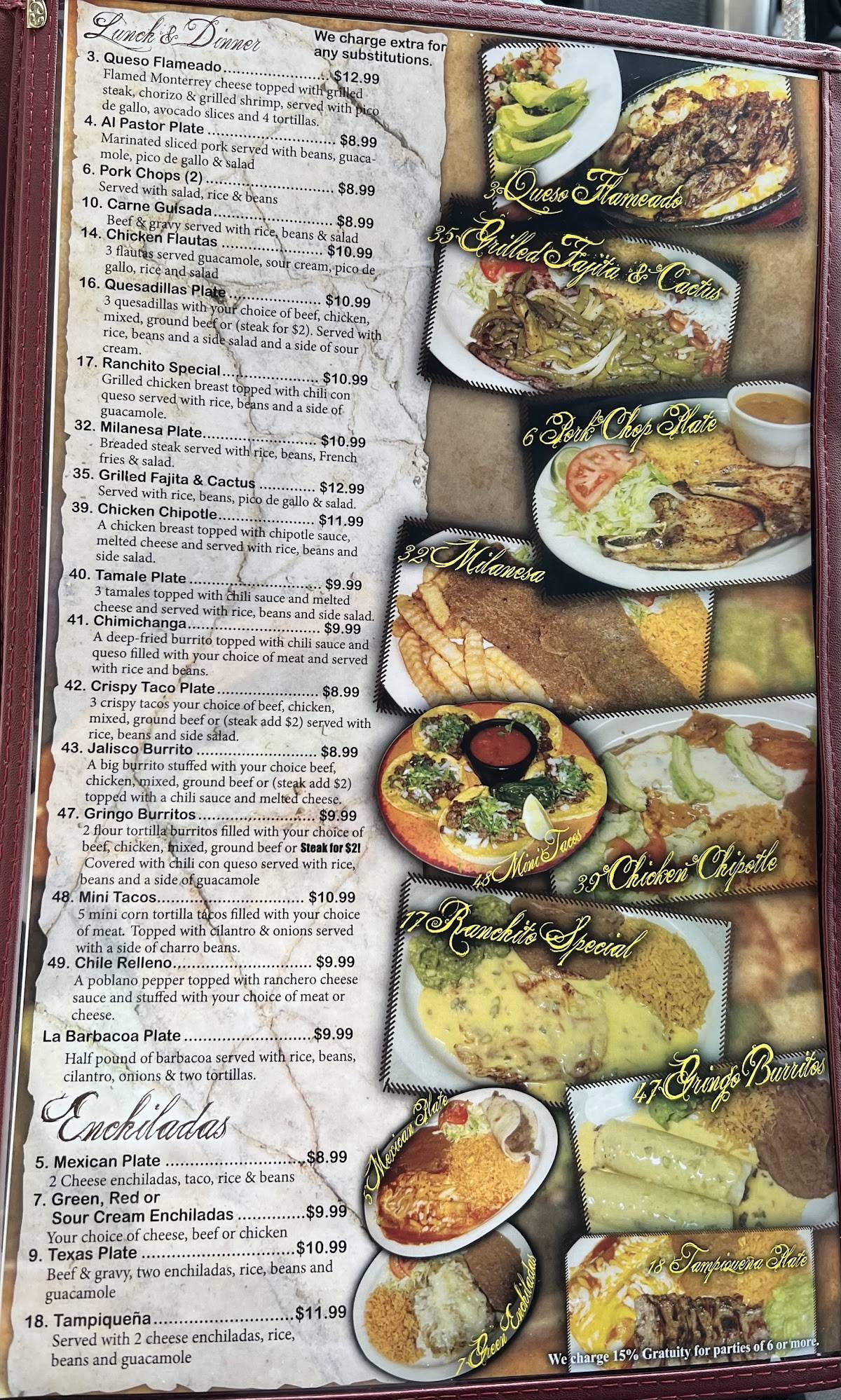 Menu at The Ranchito#5 waco restaurant, Waco