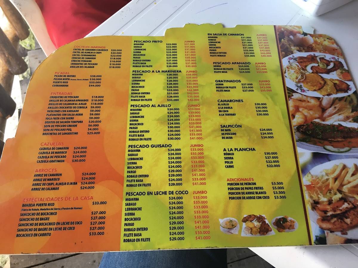 Carta de Restaurante Bar Mi Bohio Puerto Rico, Barranquilla