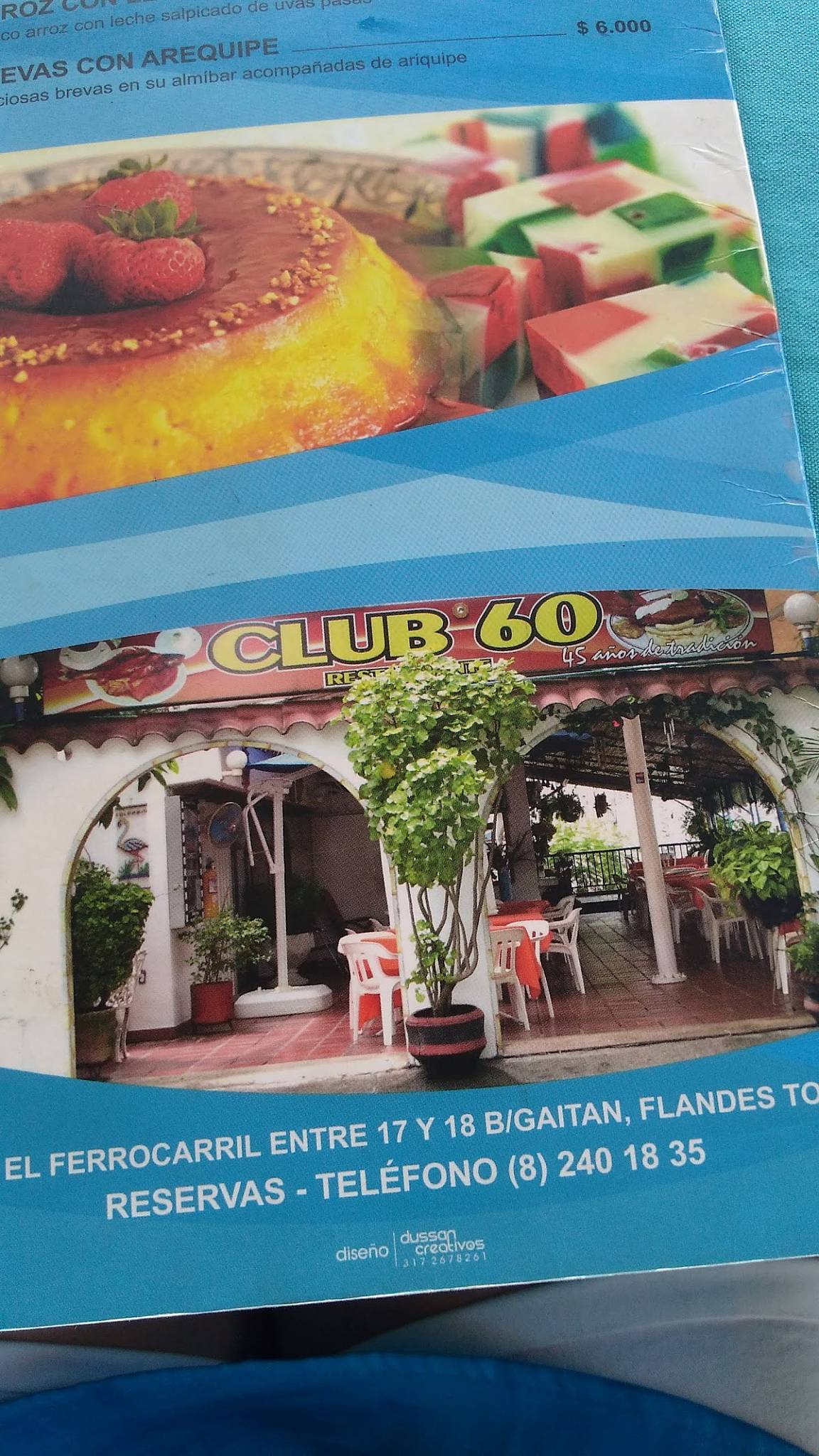 Menu at Restaurante Club 60, Flandes