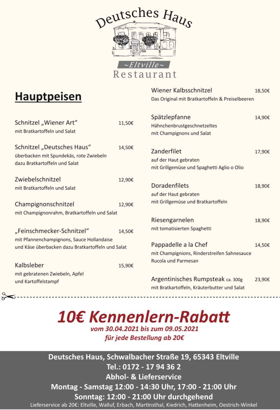 Speisekarte von Gasthof Deutsches Haus Glindow Ltd restaurant, Werder ...