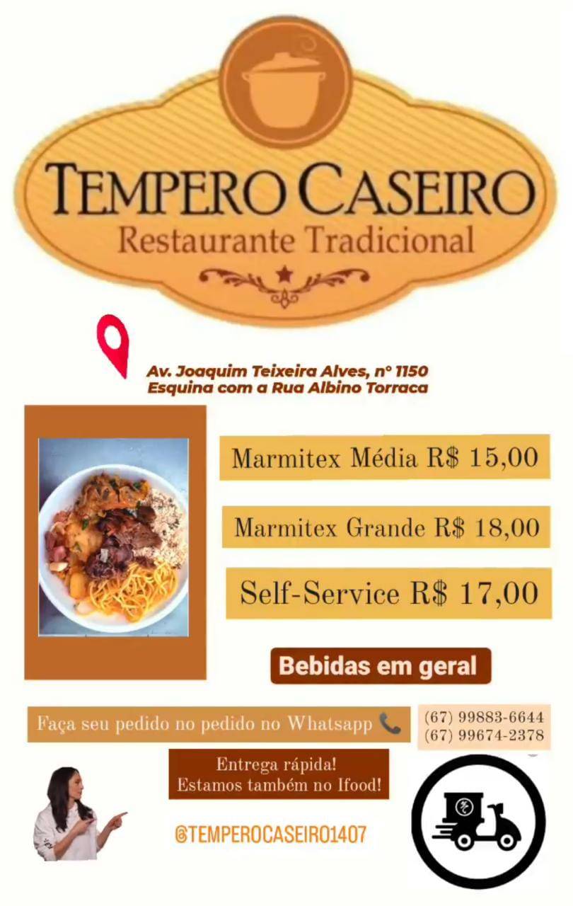 Menu em Restaurante Tempero Caseiro, Dourados, Av. Joaquim Teixeira Alves