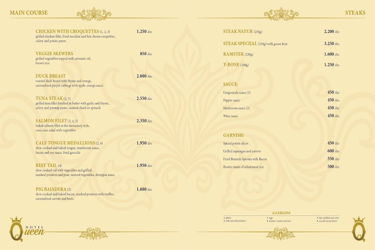 Speisekarte von Restoran Queen restaurant, Novi Sad