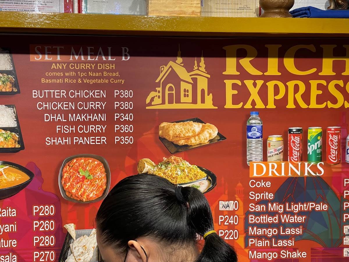 Menu at Rich Express Indian Cuisine restaurant, Mandaluyong