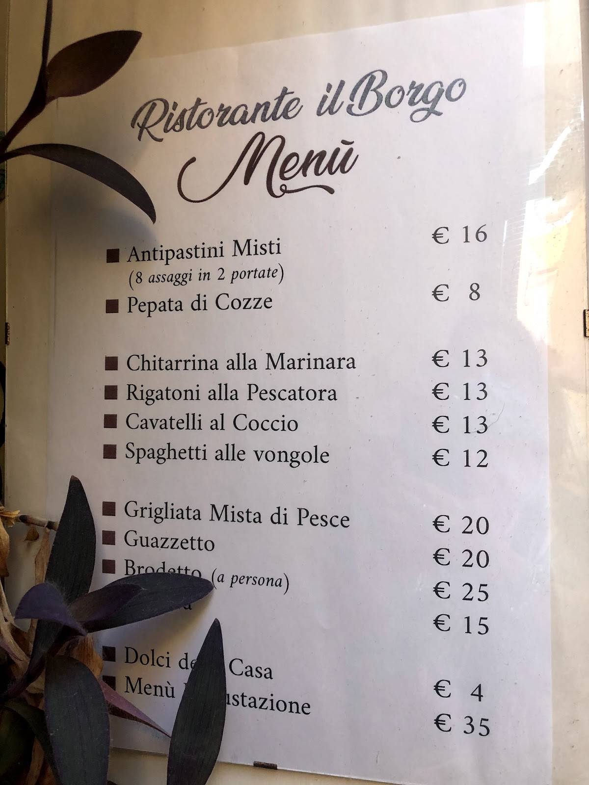 Menu da Ristorante Il Borgo, Termoli