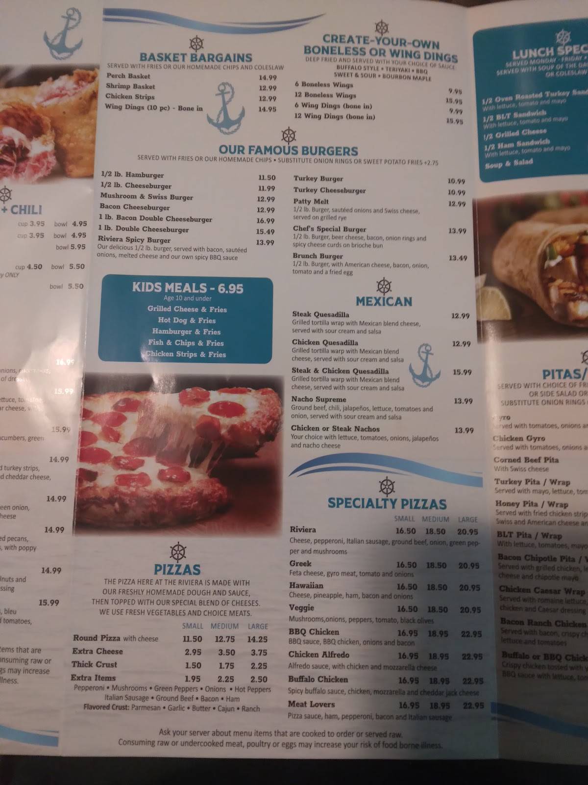 Menu at Riviera Restaurant & Cocktail, Marine City