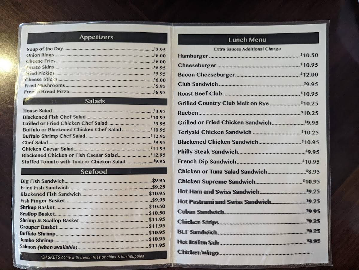 Menu at Robbie's Cafe, Live Oak