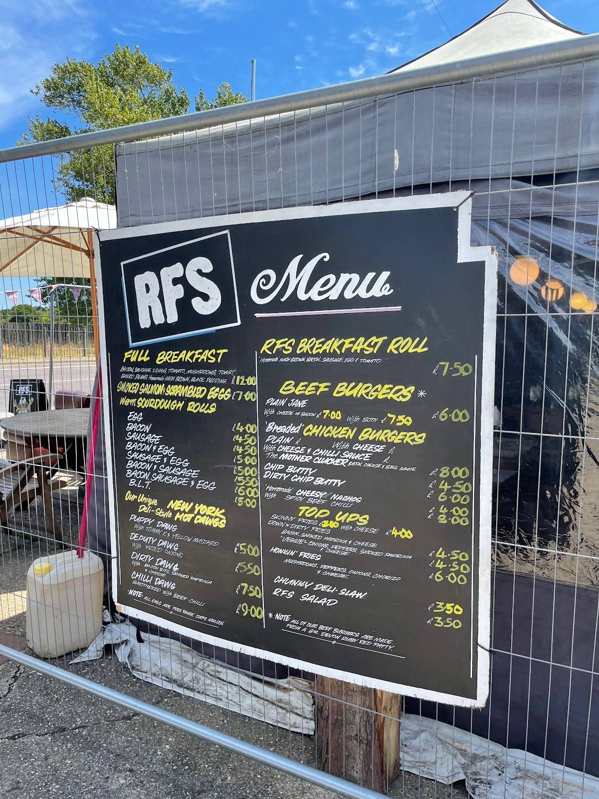 Menu at Rob's Filling Station cafe, Poole