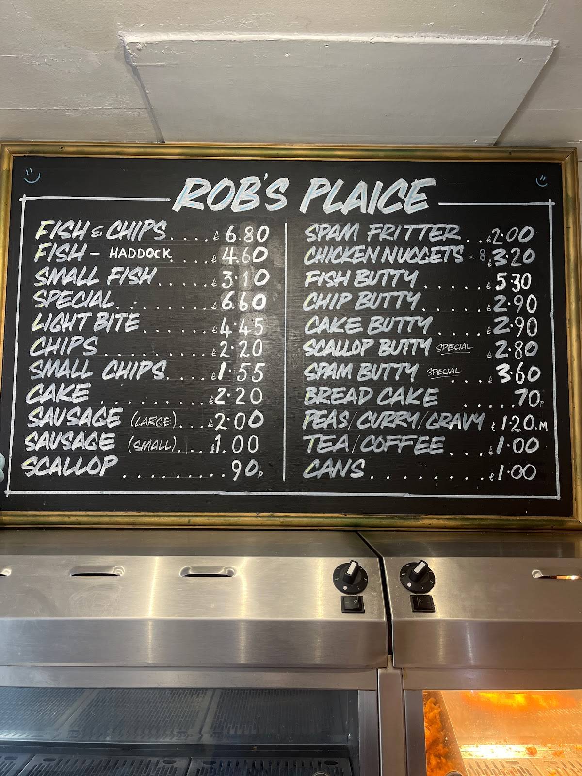 Menu at Rob's Plaice restaurant, Bingley