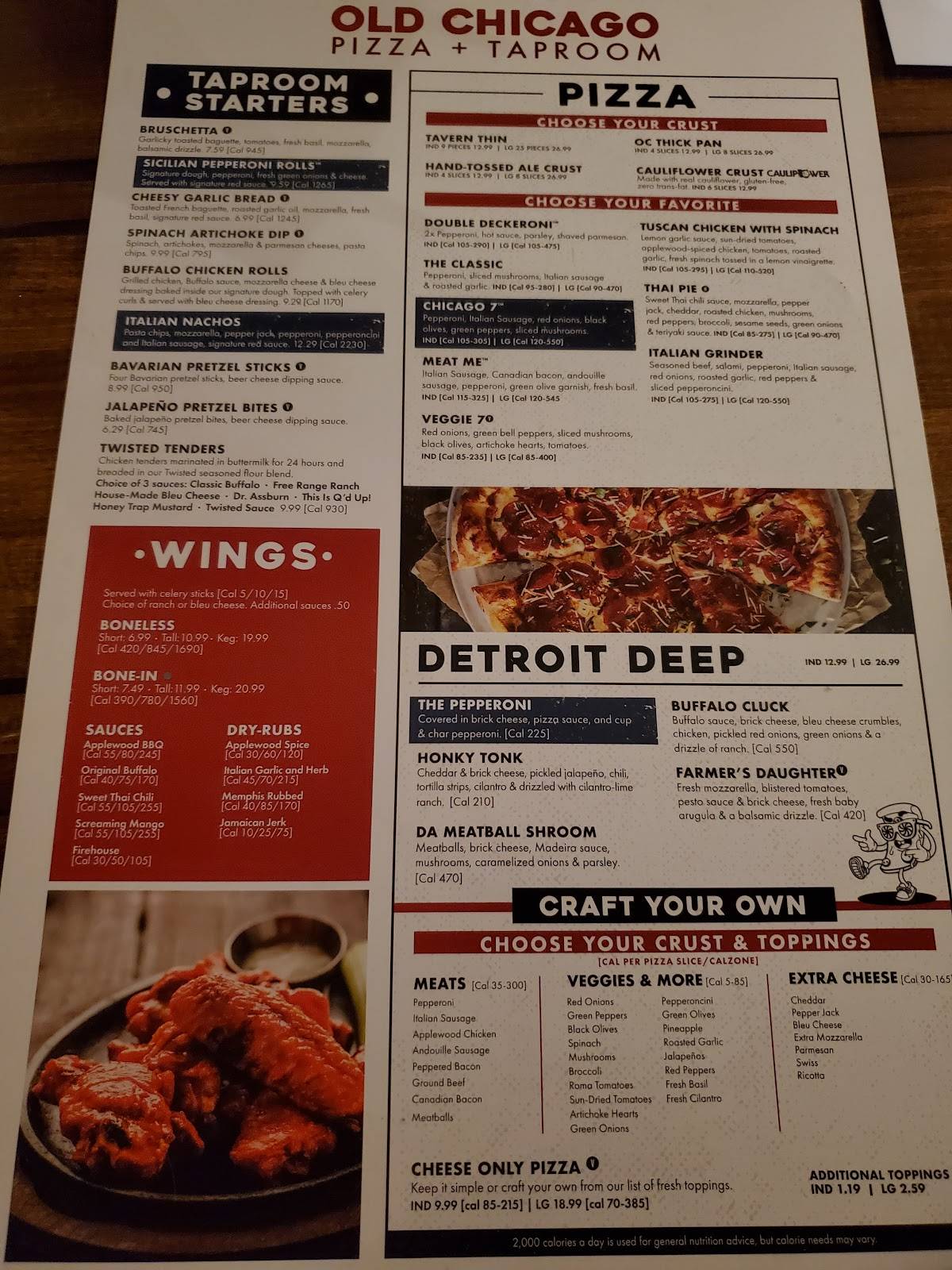 Menu at Old Chicago Pizza + Taproom pub & bar, Rockford