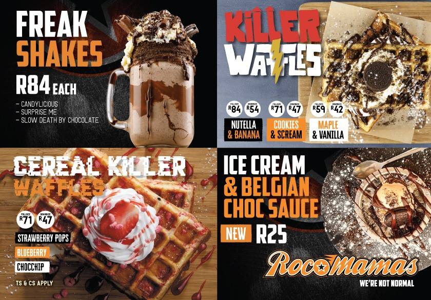 Menu at RocoMamas Gateway restaurant, Umhlanga