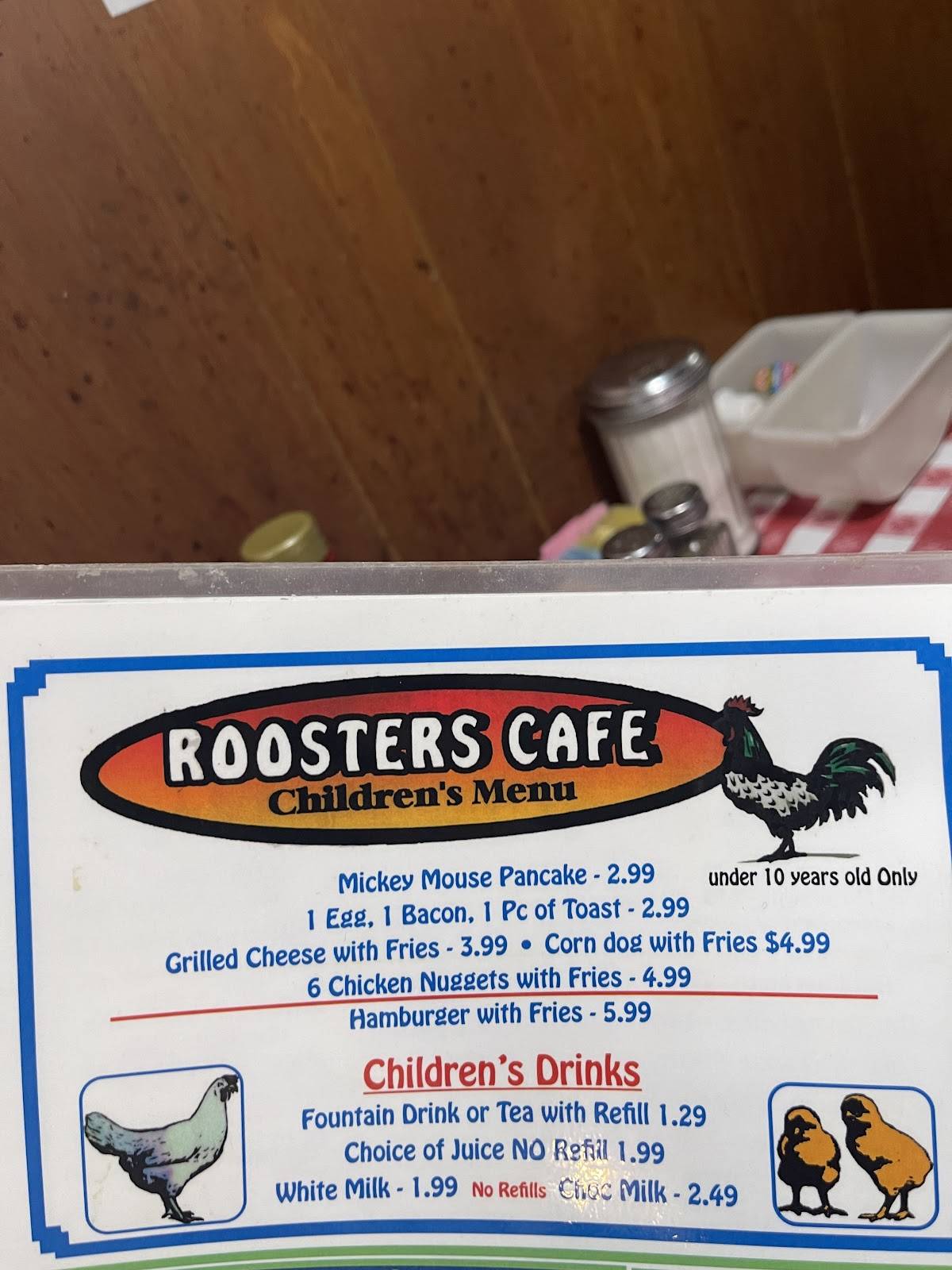 Menu at Roosters Cafe, Brooksville