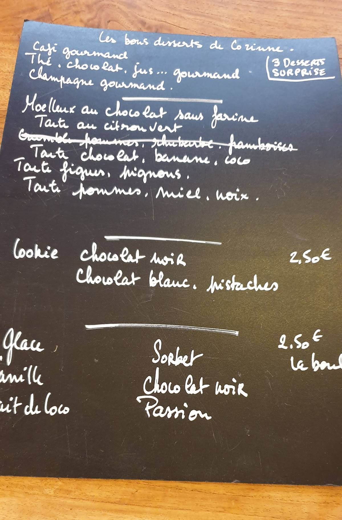 Menu at Rose Thé restaurant, Paris