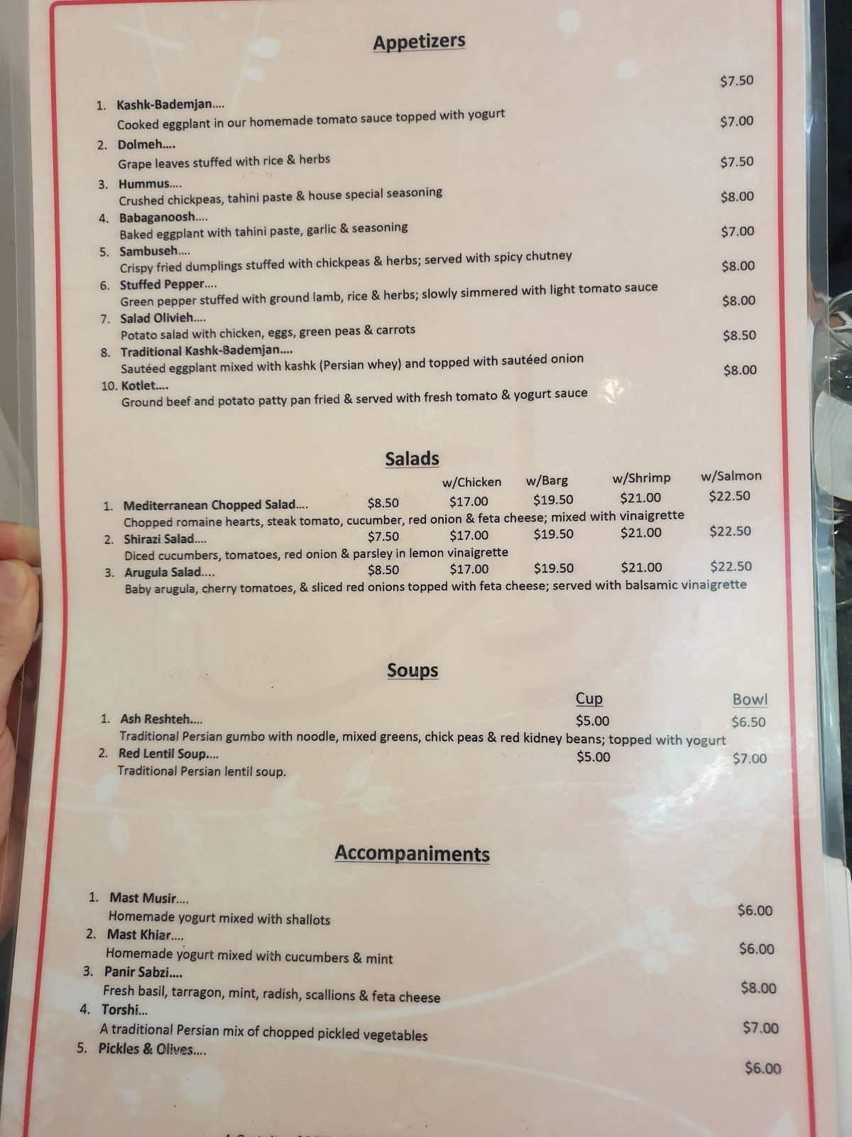 Menu at Ravagh Persian Grill pub & bar, Roslyn Heights