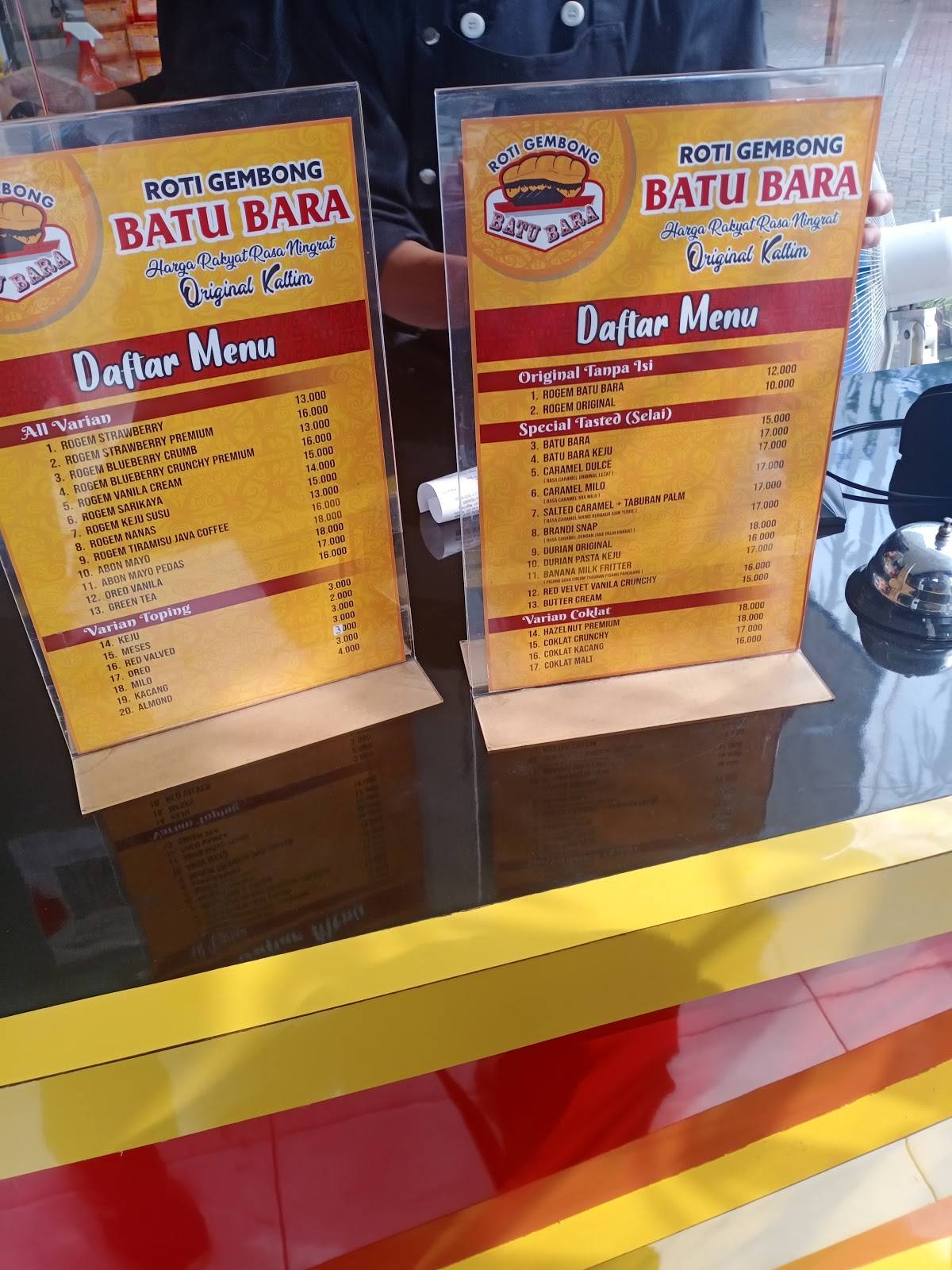 Menu at Roti Gembong Batubara, Indonesia