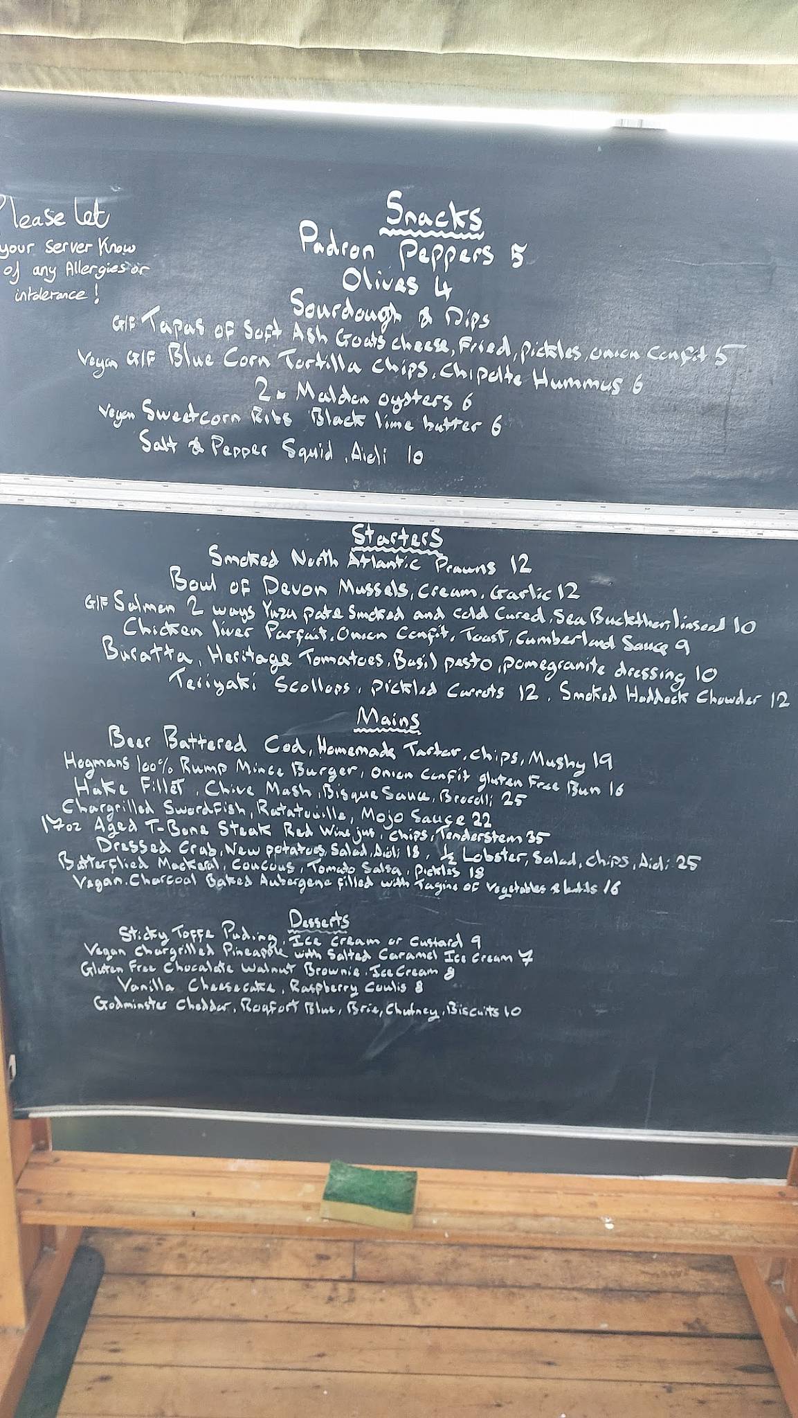 Menu at Royal Harbour Brasserie restaurant, Ramsgate, Royal