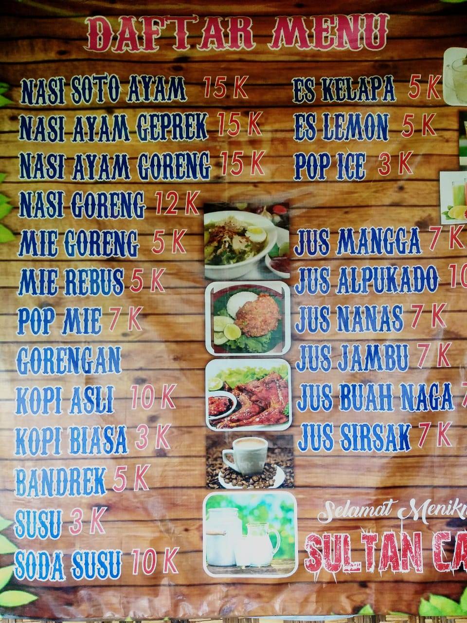 Menu at Rumah makan sultan restaurant, Cimaung