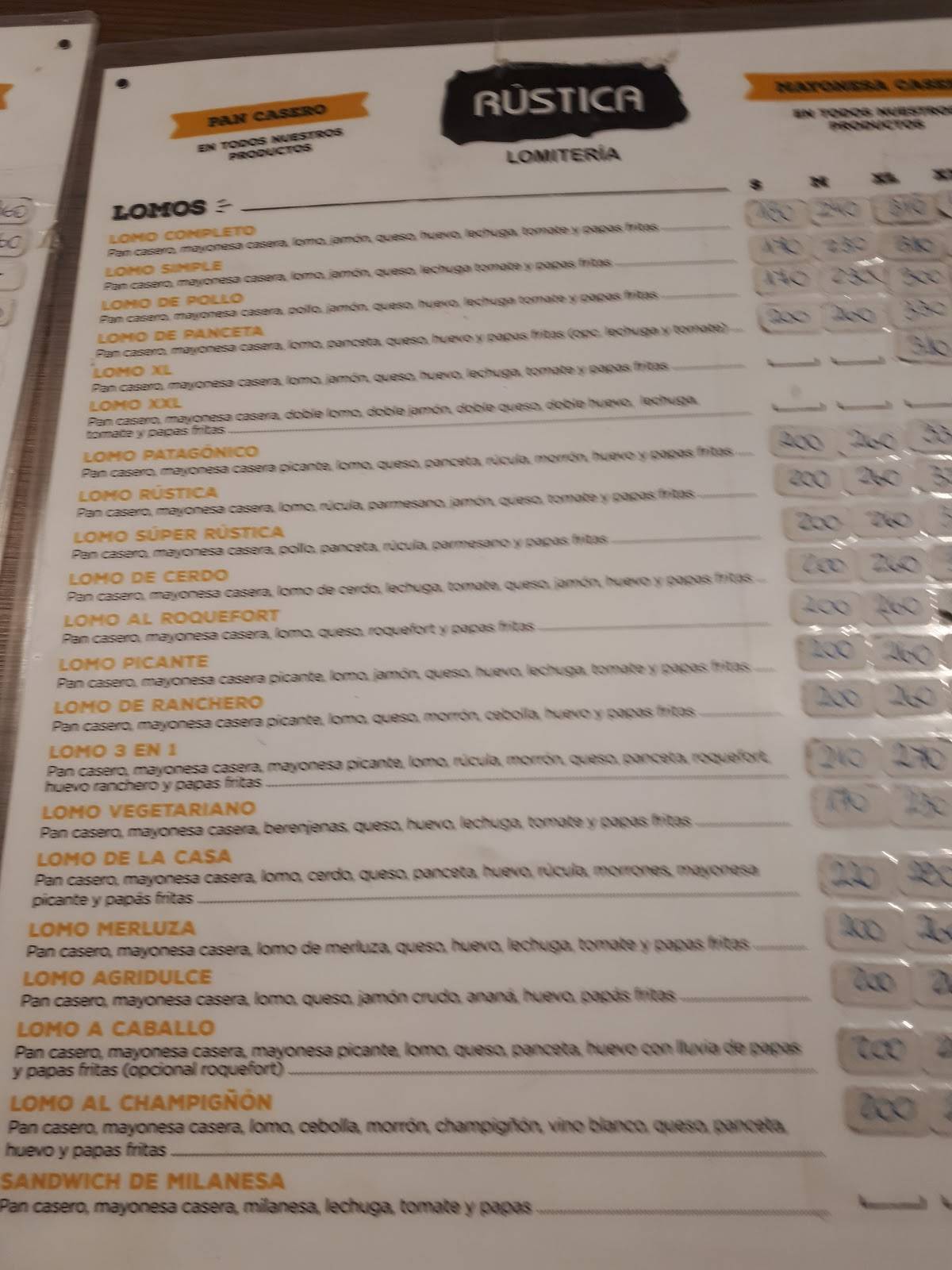 Menu at Rústica, Lomitería Y Hamburguesería restaurant, Trelew
