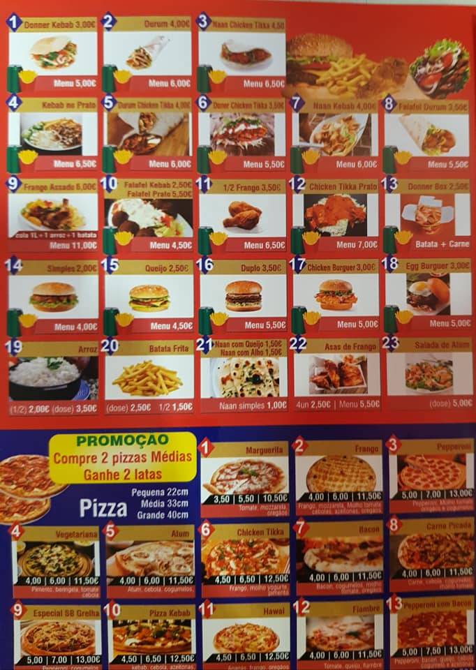 Menu at S.B.Grelha restaurant, Lisbon