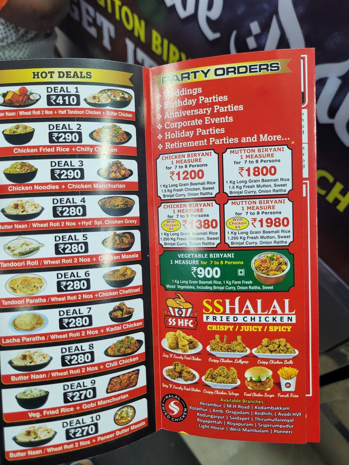 Menu at SS Hyderabad Biryani, Nungambakkam, Chennai, No: 109