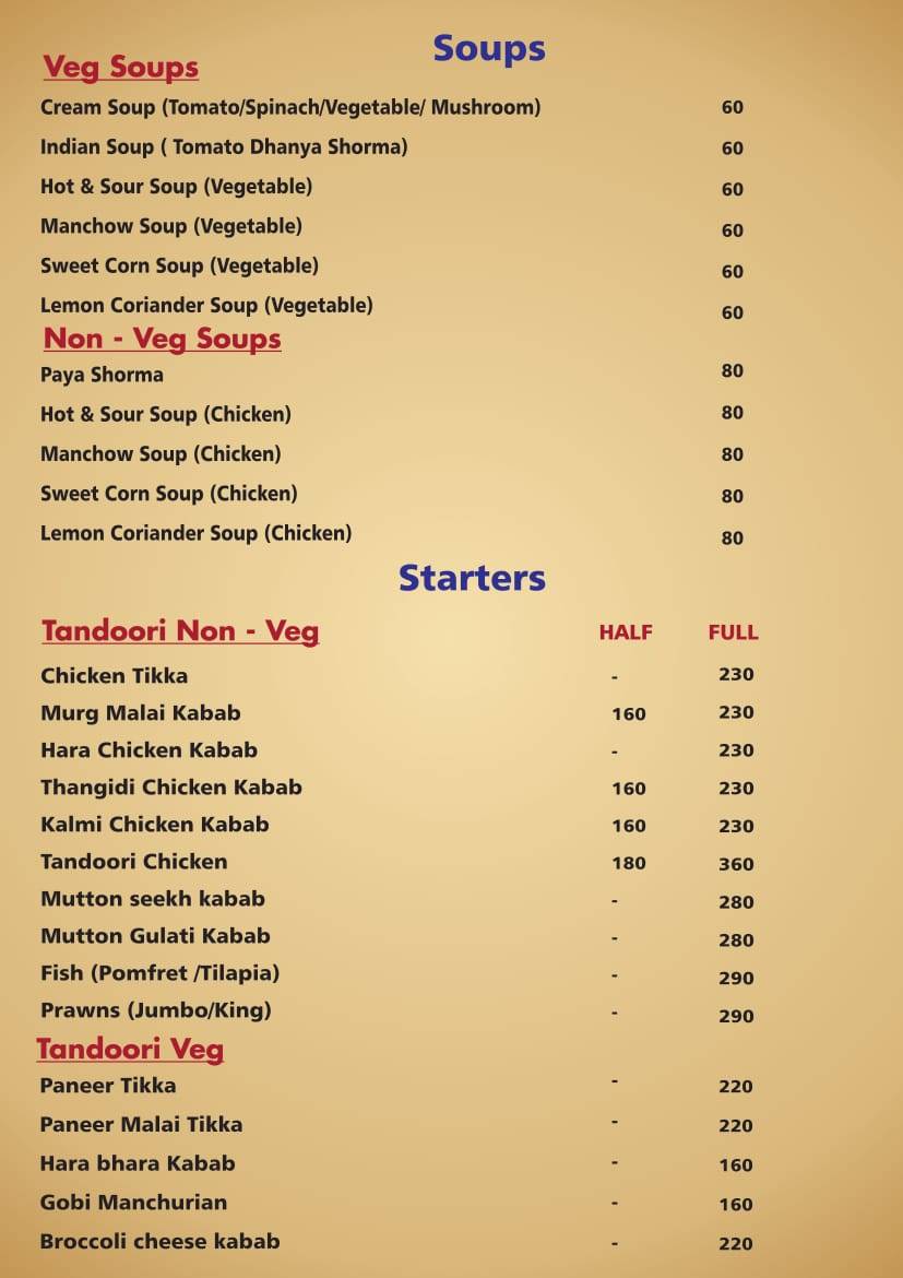 Menu at STARBITES MULTI CUISINE RESTAURANT, Hyderabad