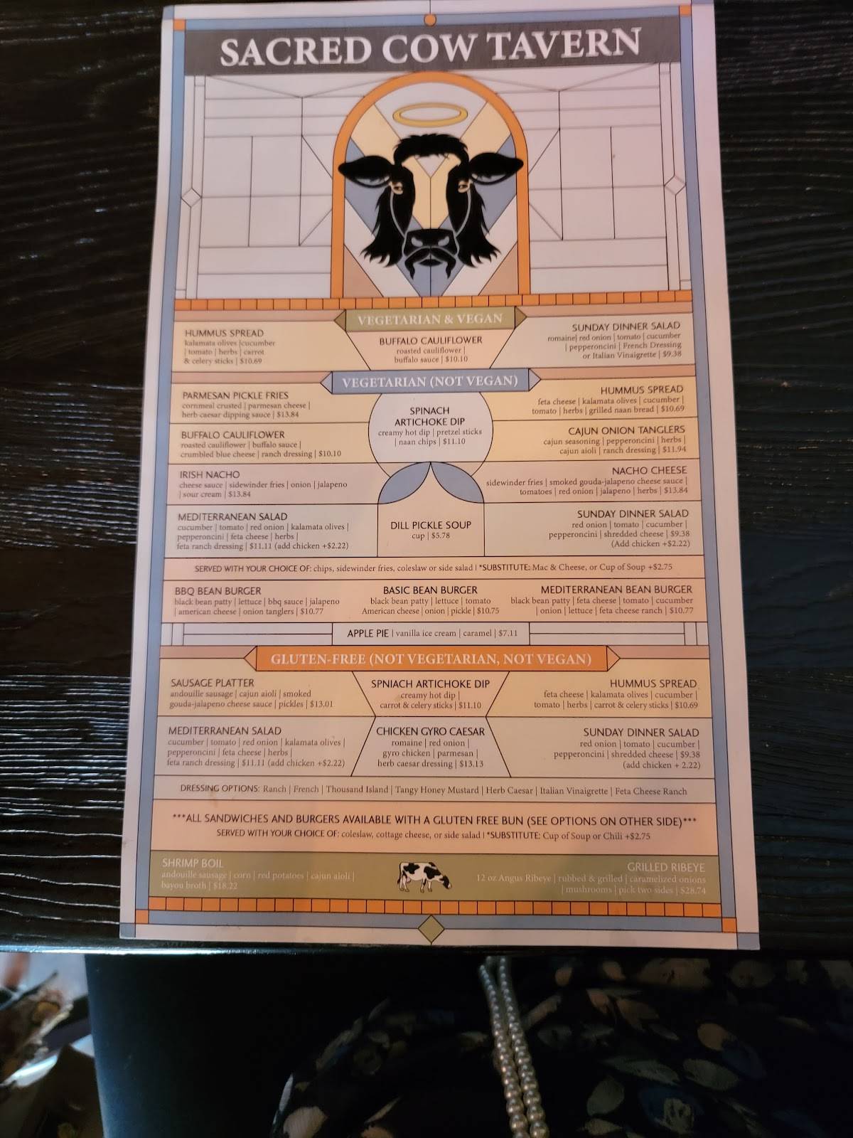 Menu at Sacred Cow Tavern pub & bar, Cedar Rapids