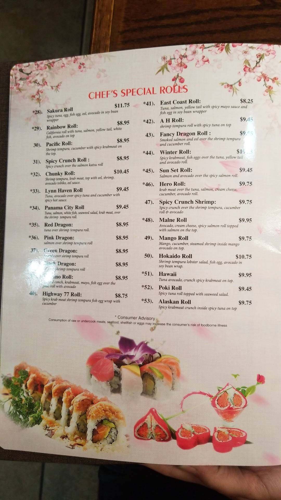 Menu at Sakura Sushi & Grill restaurant, Lynn Haven
