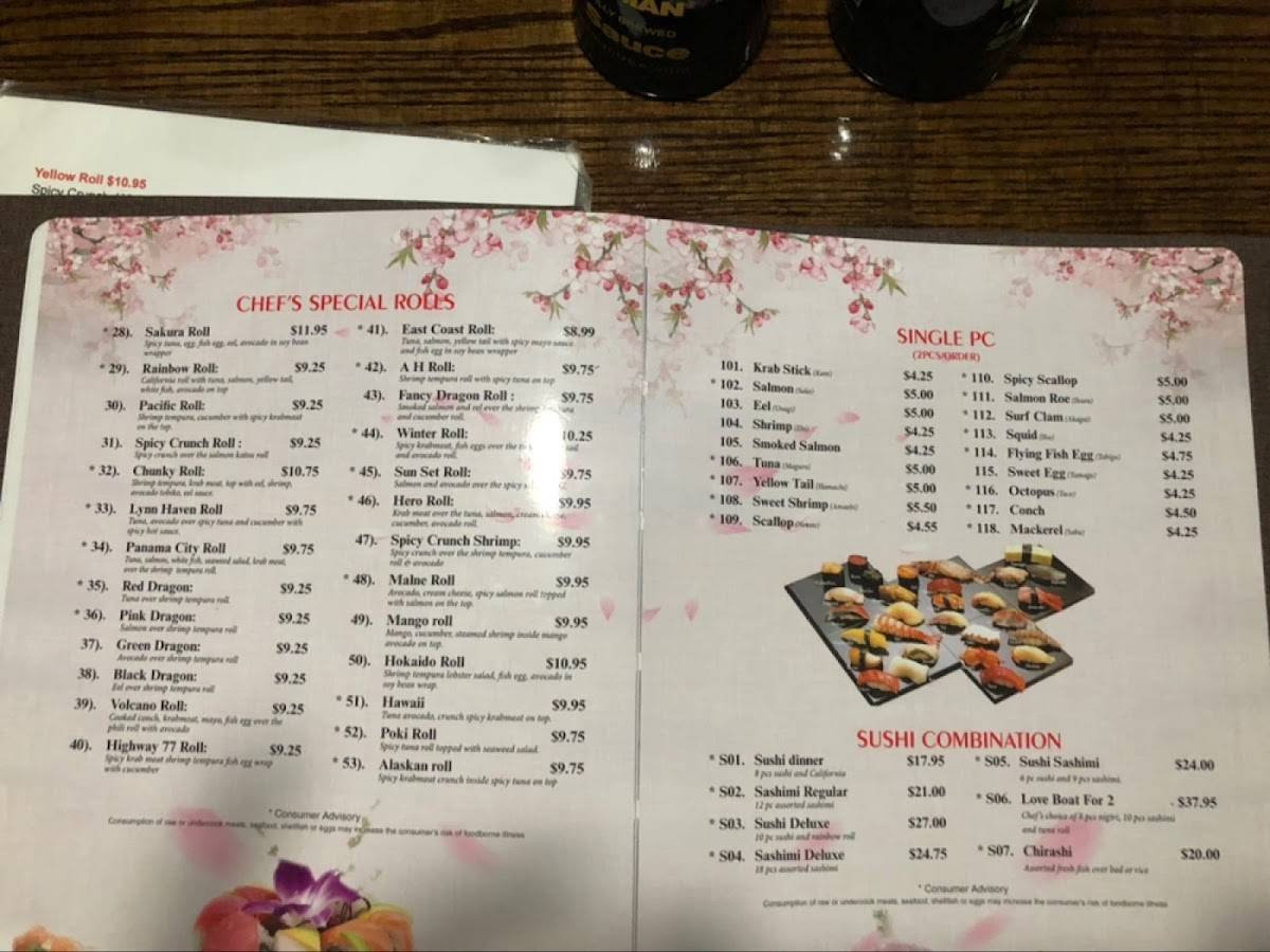 Menu at Sakura Sushi & Grill restaurant, Lynn Haven