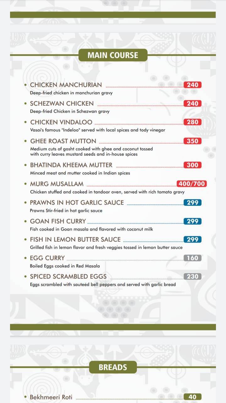 Menu at Salt Pan Restaurant and Bar, Vasai
